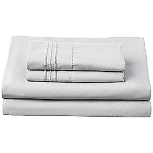 Queen Size Bed Sheets - Breathable Luxury Sheets with Full Elastic & Secure Corner Straps Built In - 1800 Supreme Collection Soft Deep Pocket Bedding, Sheet Set, EXTRA DEEP pocket - Queen, Silver