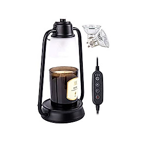 Candle Warmer Lamp Dimmable Timer: Electric Metal Top Down Light Heat Melting Wax Candles with 2 50W Lights Bulbs Vintage Fits Large Small Jar Scented Candel Warming Lantern for Valentine's Day Gift