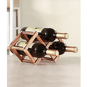 YTCYKJ Wood Wine Rack Freestanding, Wooden Stackable Countertop Wine Rack 3 Bottles Storage Holder Foldable Wine Bottle Display Shelf for Home Kitchen Bar Cabinets