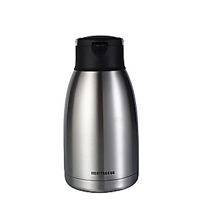 Heritage66 Stainless Steel Thermal Coffee Carafe Triple Wall Thermal Vacuum insulated 12 hours heat Retention/24 hours cold Retention Tea, Water, and Coffee Dispenser (2 Liter wide mouth)