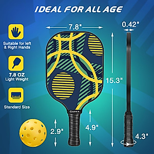 Gonex Pickleball Paddles, Lightweight Pickleball Set with Comfort Grip, 2/4 Fiberglass Face Pickleball Rackets with 4 Pickleball Balls, 2/4 Cooling Towels, Portable Carry Bag