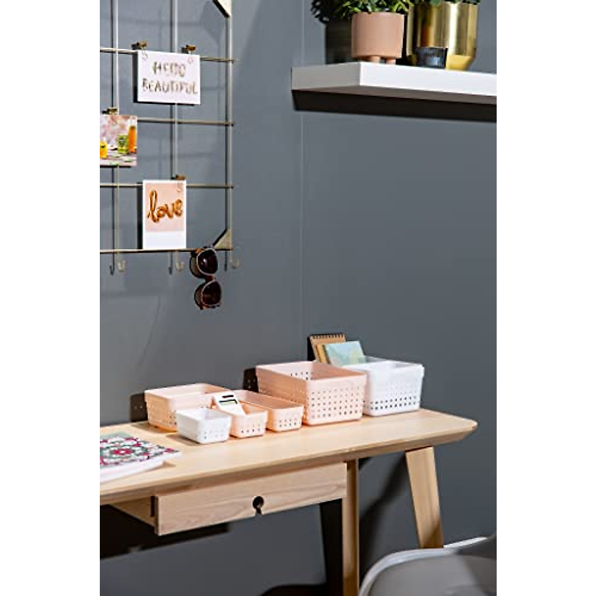 Room Copenhagen, Seoul Organizer – Ventilated Nesting Baskets for Storing Small Items – Stylish Storage Boxes for Desks, Drawers, and More – X-Large, Chinois Green