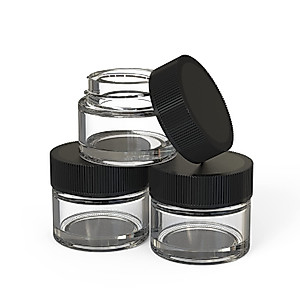 Midelo 100-Pack 5ml Thick Glass Jars with Reflective Foam Liner - Mini Refillable small containers with lids for Oil, Lip Balm, Wax, Cosmetics, Makeup, & More - Small jars with Black Airtight Lids