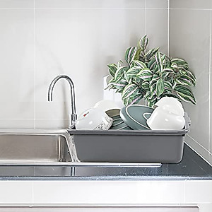 Yesdate 4 Packs 8 L Plastic Commercial Bus Box, Wash Basin Bus Tub, Small Utility Tote, Grey