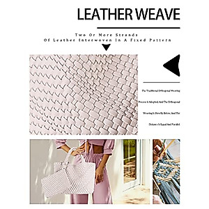 Large Woven Tote Handbags Women Designer Vegan Leather Shoulder Top-Handle Travel Tote Bag Lady Underarm Shopper Bags + Purse Beige