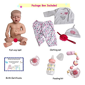 Aori Reborn Baby Dolls - Lifelike Newborn Baby Dolls, Full Body Vinyl Realistic Baby Doll Come with Feeding Toy Accessories and Gift Box Set