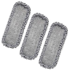 Microfiber Spray Mop Pads for Floor Cleaning, 3× HOMSIER Washable Replacement Mop Heads Reusable Wet Dry Mop Refills for Home Kitchen Tile Marble Wood Floor Care Flat Dust Mops with Velcro(Grey)