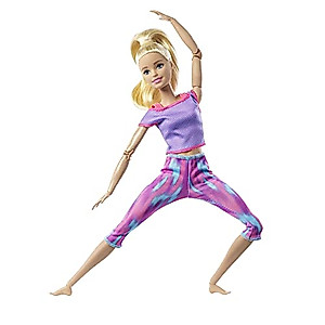 Barbie Made to Move Doll with 22 Flexible Joints & Long Blonde Ponytail Wearing Athleisure-wear for Kids 3 to 7 Years Old