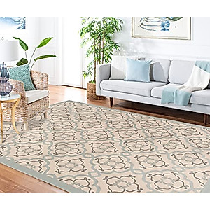 Martha Stewart by SAFAVIEH Collection 8' x 11'2" Yucca Plant MSR4262 Province Indoor/ Outdoor Waterproof Easy-Cleaning Patio Backyard Mudroom Area-Rug
