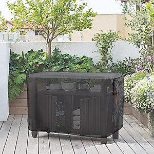 Andacar Prep Table Cover, Outdoor Tool Chest Cover Cooler Cart Cover for Keter Unity XL Portable Bar Rolling Outdoor Table Cover Patio Storage Box Waterproof Storage Cabinet Cover (52inch)