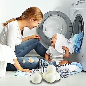 SnugPad Wool Dryer Balls XL Size 6 Pack, Natural Fabric Softener 100% Organic Premium New Zealand Wool, No Fillers, Anti Static, Lint Free, Odorless, Chemical Free and Reduces Wrinkles, 1000+ Loads, Baby Safe, Saving Energy & Time, White 6 Count