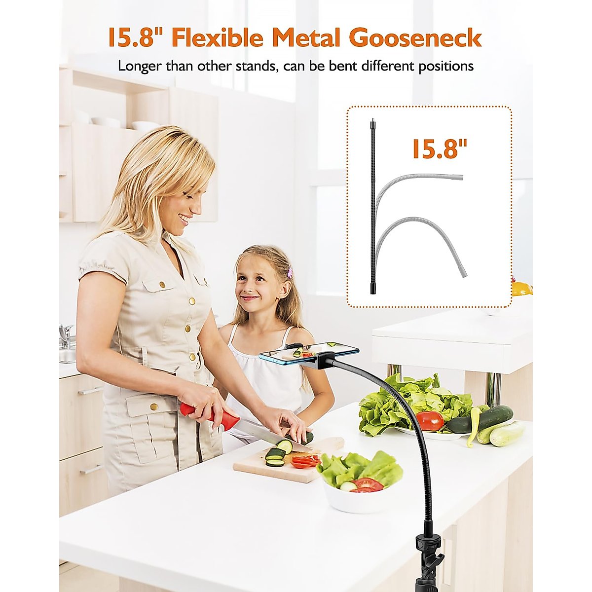 VICTIV 85" Tall Cell Phone Tripod Stand with Gooseneck and Remote, Portable Travel Tripod Stand, Overhead Tripod for iPhone 14 Pro Max/13/12/Android for Recording/Watching/Cooking/Fitness/Vlog
