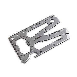 Lever Gear Toolcard Pro - 40 in 1 Credit Card Multitool. Slim, Minimalist Survival Card Wallet Tool Card. TSA Approved Multitool Card Pocket Tool. (Silver)