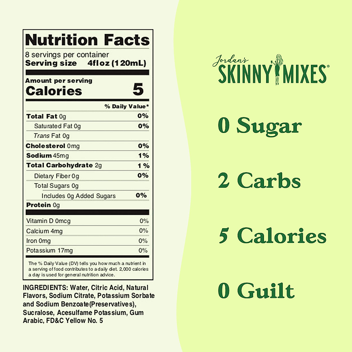 Jordan's Skinny Mixes Sugar Free Margarita Mix, Flavored Cocktail Mixer for Drinks, Fresh Lime Drink Flavoring for Cocktails & Mocktails, Low Calorie, Gluten Free, Keto Friendly, 32 Fl Oz, 1 Pack