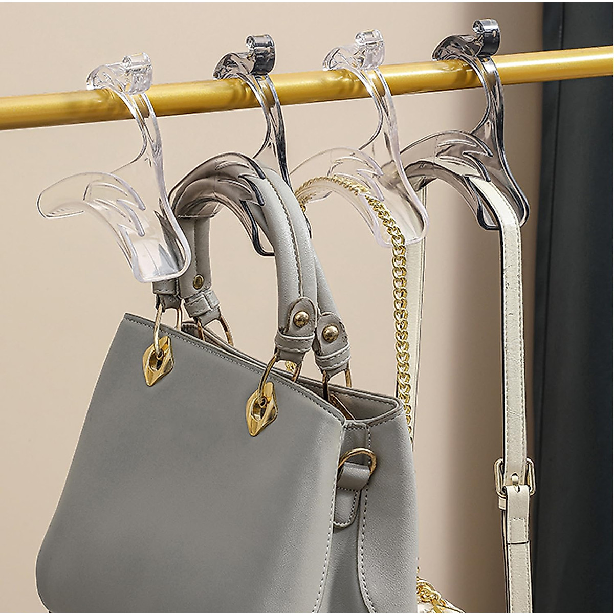 Besser Purse Hanger Organizer Closet 8 Pcs,Bag Organizer Closet, Acrylic Purse Handbags Organizer,Protecting Bag Shape and Organizing Space(White-8 Pcs)