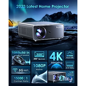Raydem Portable Projector with 5GHz Wi-Fi & Bluetooth | 1080P, 350 ANSI