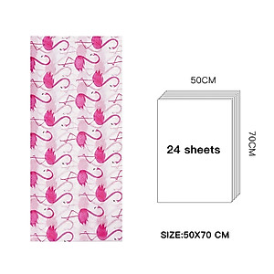 WRAPAHOLIC Gift Wrapping Tissue Paper - 24 Sheets 19.7x27.5 Inch Fuschia Flamingo Tissue Gift Wrap Paper Bulk for Packing, DIY Crafts