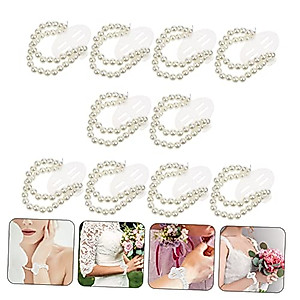Didiseaon 10pcs Bridal Wrist Pearls Stretchy Bracelets Wedding Stuff Prom Wrist Corsage Wedding Corsages Bracelet Corsage Wristlet Wedding Wrist Corsages Wrist Corsage Bracelet Wrist Cuffs