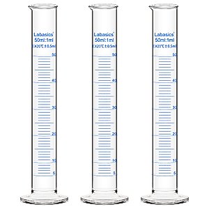 Labasics 3-Pack Borosilicate Glass 50 ml Heavy Wall Graduated Cylinder Measuring Cylinder