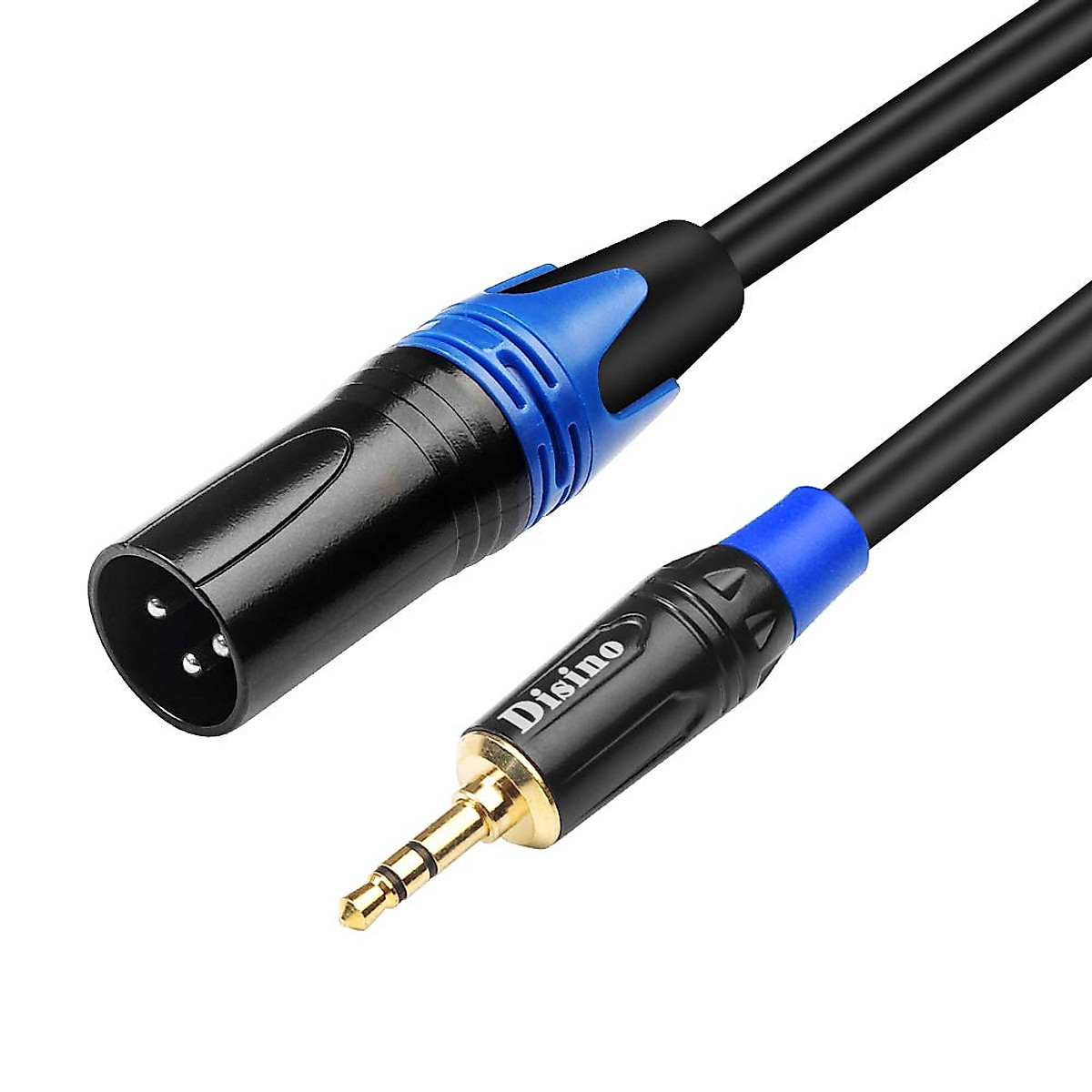 Disino 3.5mm to XLR Cable, Unbalanced 1/8 inch Mini Jack TRS Stereo Male to XLR Male Microphone Audio Cable - 3.3 FT