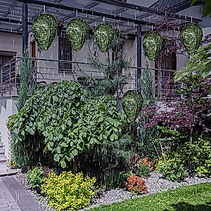 Wasp Nest Decoy Hanging Wasp Repellent Deterrent Upgraded Waterproof Material Fake Nest Decoys for Wasps Hornets Yellow Jackets Home Garden Yard Outdoors (Dark Green,4 Pieces)