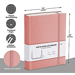 Lined Notebook Journal Softcover, B5 Thick Leather Journal with Lined Paper 100gsm, Lined Journal for Women, Large College Ruled Journals Notebooks for Writing, Men Work, 7.6'' X 10'' - 304 Pages Pink