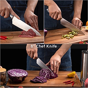 WELLSTAR Kitchen Knife Set 3 Piece, Razor Sharp German Steel Forged Blade with Professional G10 Handle, Chef Utility Paring Knife Well Balanced Cutlery Set for Cutting Chopping and Dicing - Gift Box