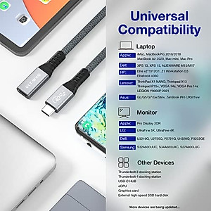 USB4 Extension Cable 2.62Ft, Thunderbolt 3 & 4 Extension Cable, USB C 4.0 Support PD 100W 20V5A, 40Gbps Transfer, 8K@60Hz, 6K/4K@60Hz Video for Dell/HP/Anker Dock, MacBook, iMac, Dell XPS, Intel NUC