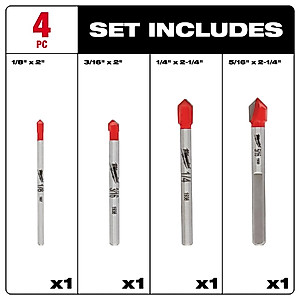 Milwaukee 4 PC. Glass and Tile Bit Set
