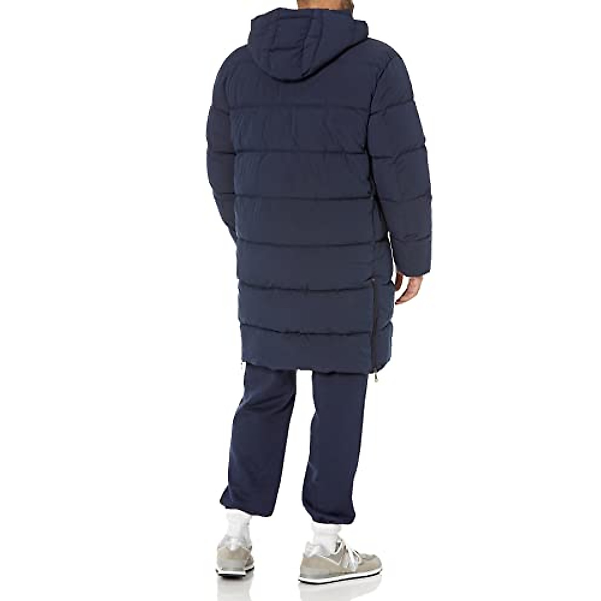 Amazon Essentials Men's Recycled Polyester Hooded Long Puffer, Navy, X-Large