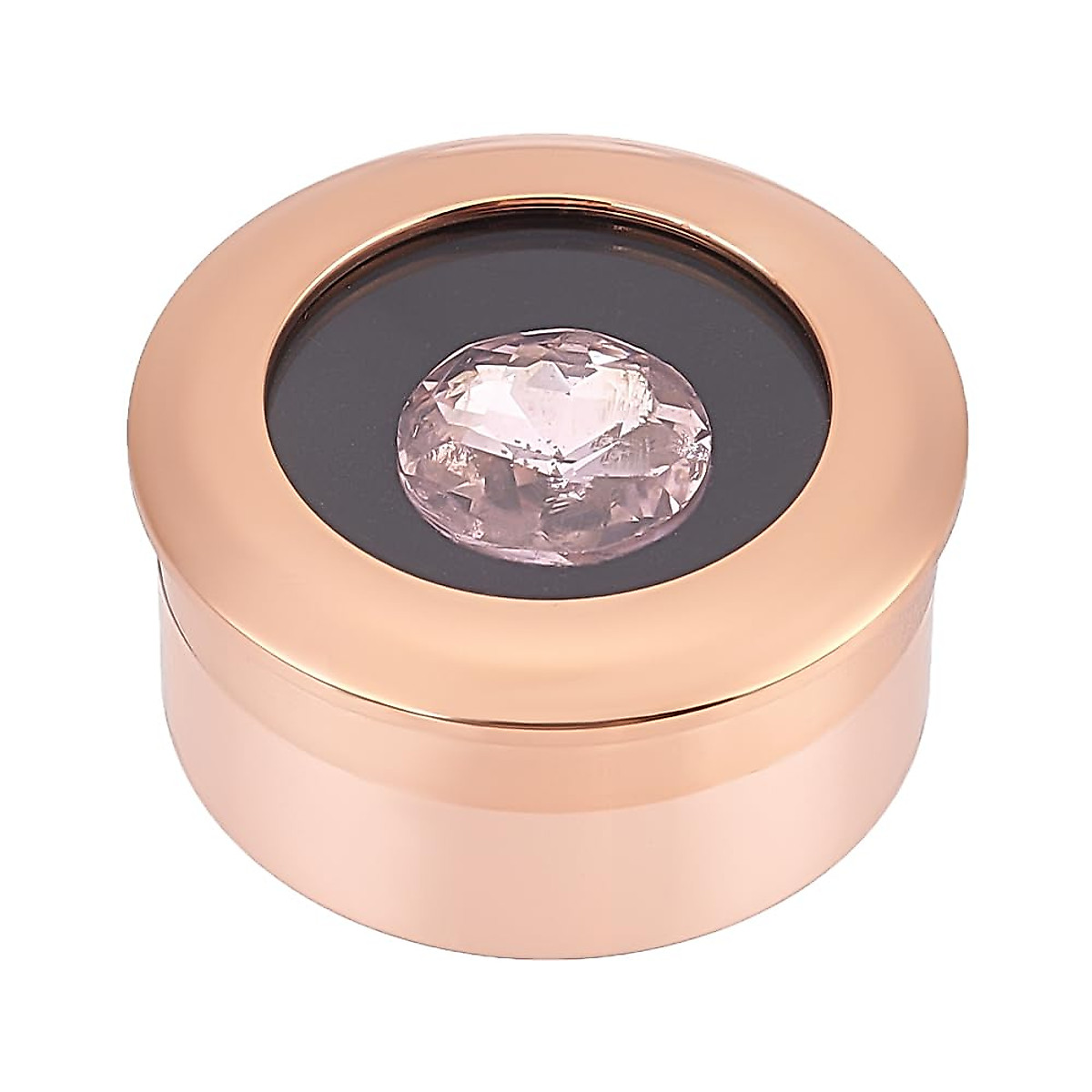 BENECREAT Rose Gold Stainless Steel Jewelry Gift Boxes with Velvet Cushion and Clear Glass Window, 1.3x0.6inch Gemstone Display Box for Small Gemstone Diamond Storage