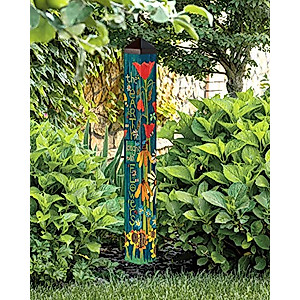 Studio M Earth Laughs in Flowers Art Pole Outdoor Decorative Garden Post, Made in USA, 40 Inches Tall