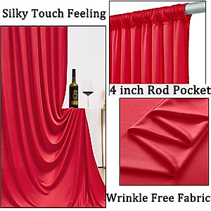 10ft x 10ft Wrinkle Free Red Backdrop Curtains for Parties, Polyester Photo Backdrop Drapes 2 Panels 5x10ft for Weddings Birthday Party Christmas Photography Background