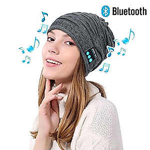 Wireless Bluetooth Beanie,Unisex Outdoor Sport Knit Hat with Stereo Speakers & Microphone