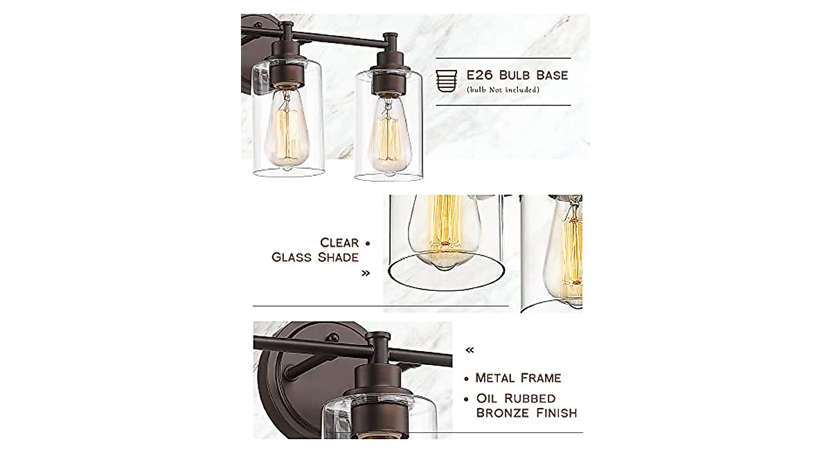 FEMILA Farmhouse 3-Light Vanity Light - Rustic Bathroom Fixture
