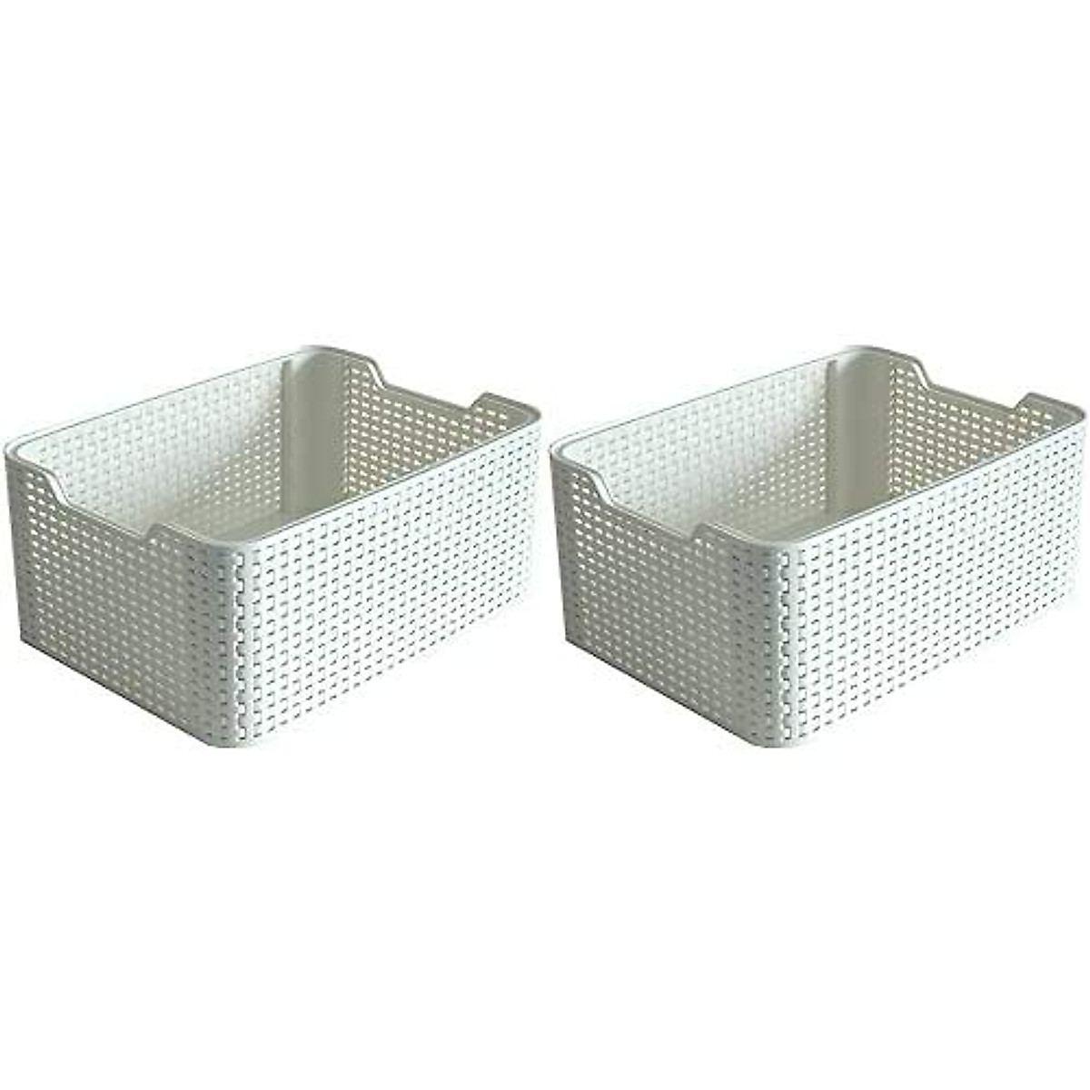 Curver Style Small Rectangular Storage Basket, Vintage White, 6 Litre