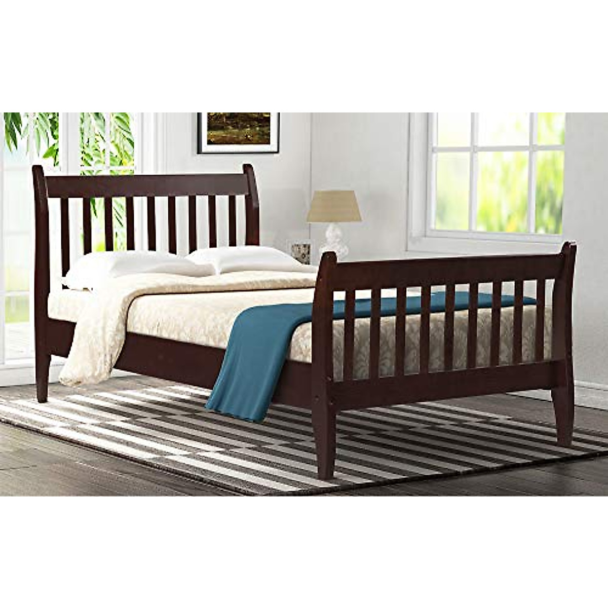 HBRR Wood Platform Bed Frame Twin Wood Bed Frame with Headboard and Footboard, 10”Height for Underbed Storage/No Box Spring Needed/Wooden Slats Support, Espresso