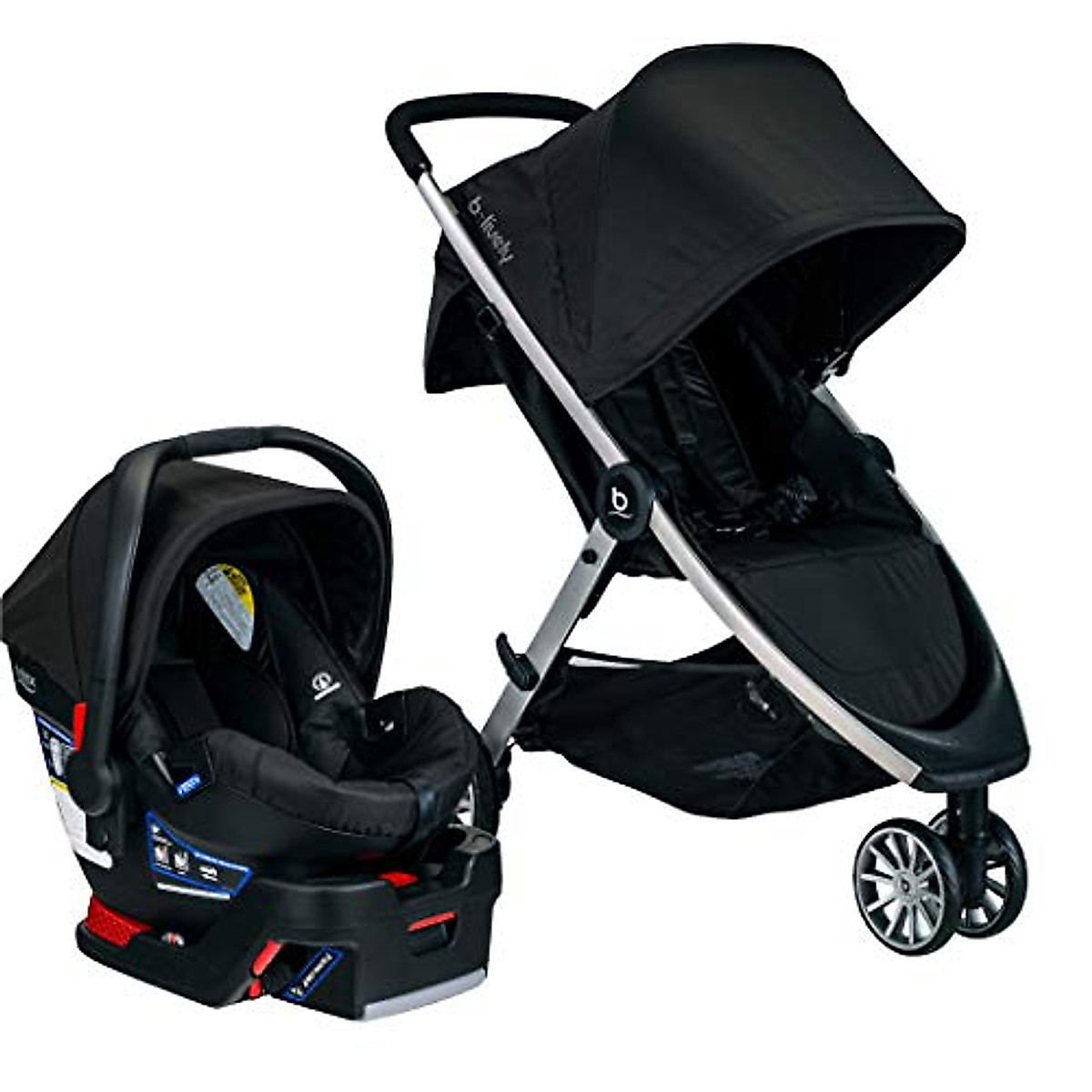 BRITAX B-Lively Travel System with B-Safe 35 Infant Car Seat | One Hand Fold, XL Storage, Ventilated Canopy, Easy to Maneuver, Raven (S05588500)