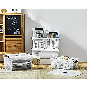 Lifetime Appliance (4 Pack) 70 Qt. [UPGRADED] Plastic Storage Bin Tote Organizing Container with Ultra Durable Lid and Secure Latching Buckles, Stackable, Extra Strength Clear with Black Handle