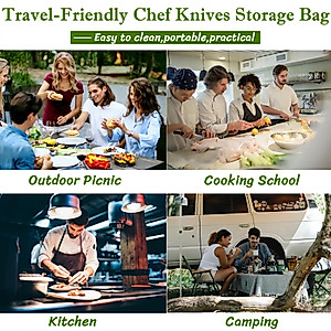 Suaetiai Waxed Canvas Knife Roll Bag,Portable Knife Cultery Carrier,Professional Chef Knife Case,Waterproof Knife Roll Storage Bag with 8 Slots,Holds 8 inch Kitchen Knives for Camping or Working