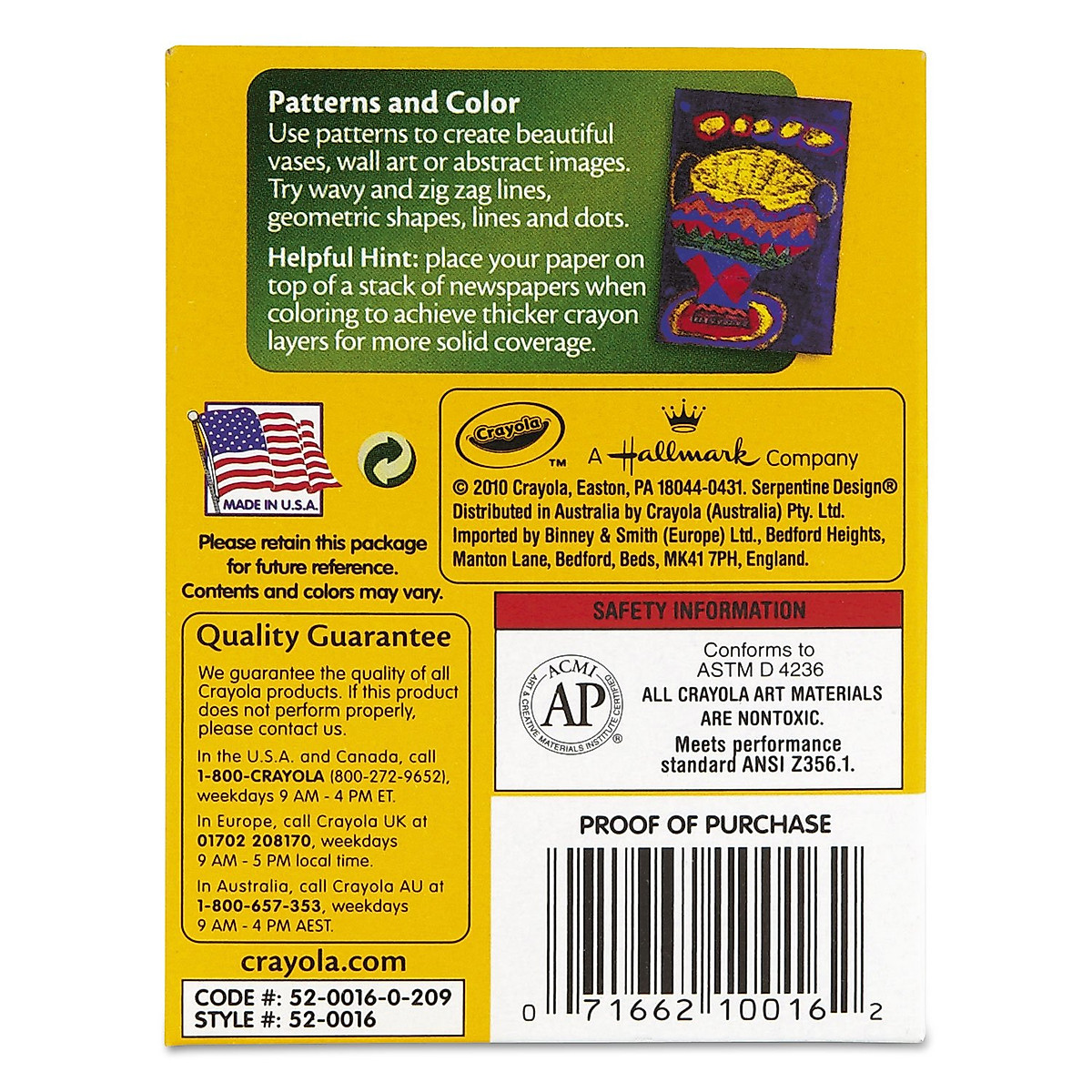 Crayola 520016 Classic Color Crayons, Tuck Box, 16 Colors