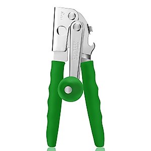 Commercial Can Opener, UHIYEE Hand Crank Can Opener Manual Heavy Duty with Comfortable Extra-long Handles, Oversized Knob, Large Handheld Can Opener Easy for Big Cans, Green