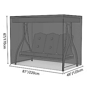 Patio Swing Cover 3 Seater Waterproof Porch Swing Cover Hammock Glider Canopy Replacement Cover Durable UV Resistant Weather Protector Outdoor Furniture Cover 87”Lx49”Wx67”H (Black)