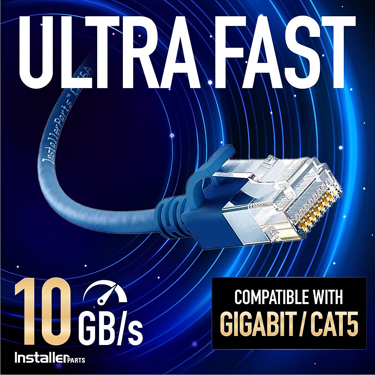 InstallerParts Ethernet Cable CAT6A Slim Cable UTP Booted 1 FT (10 Pack) - White - Professional Series - 10Gigabit/Sec Network/High Speed Internet Cable, 550MHZ, 28AWG