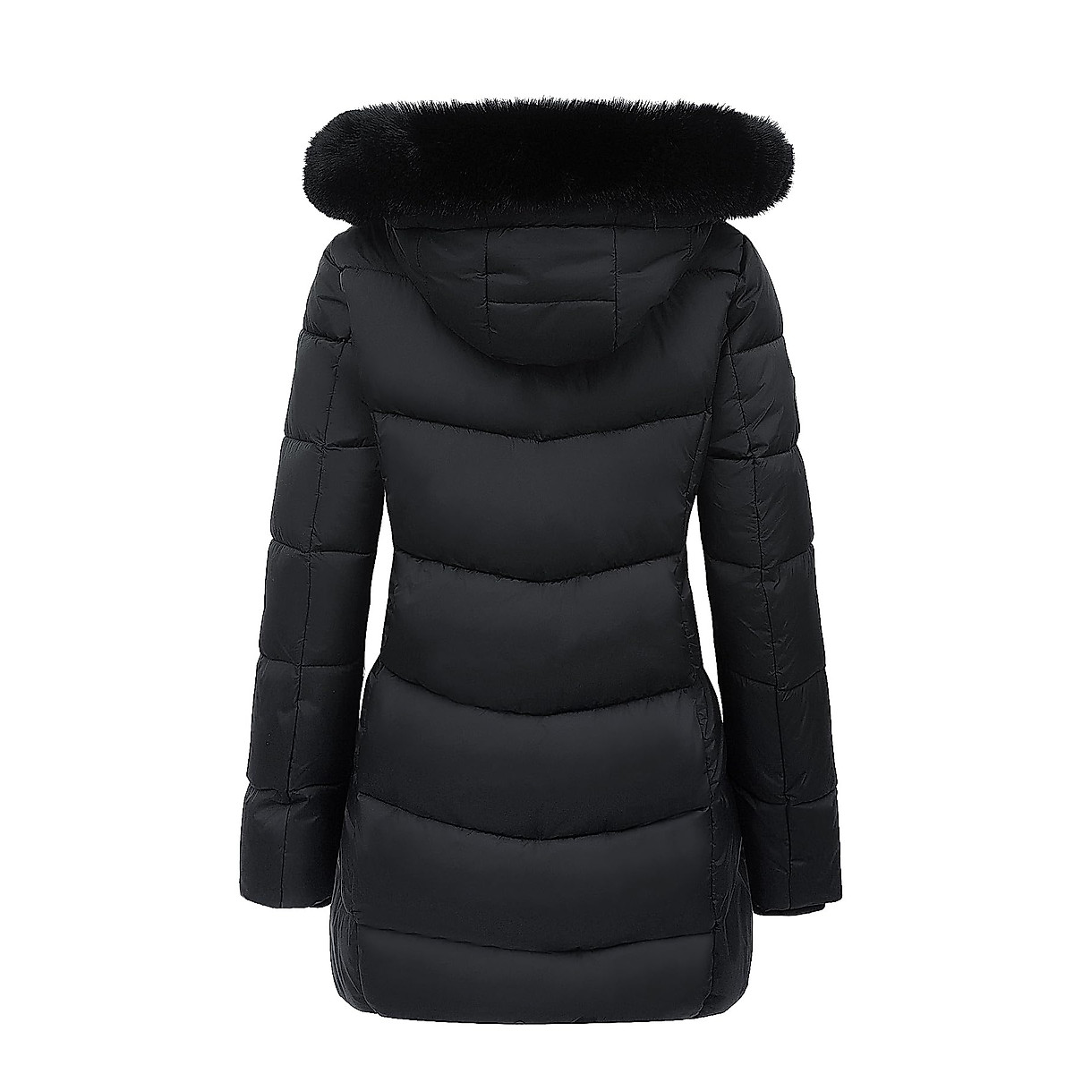 MOERDENG Women's Winter Windproof Warm Down Coats Waterproof Thicken Hooded fashions Puffer Jacket Black 01-L