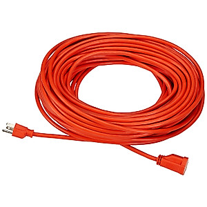 Amazon Basics 100-Foot 3-Prong Vinyl Indoor/Outdoor Extension Cord - 10 Amps, 1250 Watts, 125 VAC - Orange