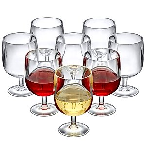 Amazing Abby - Stacy - 12-Ounce Stackable Plastic Wine Glasses (Set of 8), Reusable Plastic Wine Glasses, BPA-Free and Shatter-Proof, Perfect for Poolside, Outdoors, Camping, and More