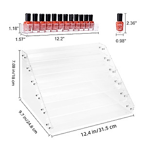 BTremary Clear Nail Polish Paint Organizer Holder Rack Shelf 6 Tier Acrylic Tattoo Ink Essential Oil Display Stand Holds Up to 48-96 Bottles for Table (Fit 1-2oz Bottles)