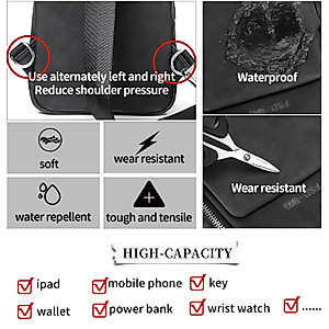 FSD.WG sling Backpack for Men Chest Bag Crossbody Shoulder Bags Travel Bag Purse for Men with Water Resistant