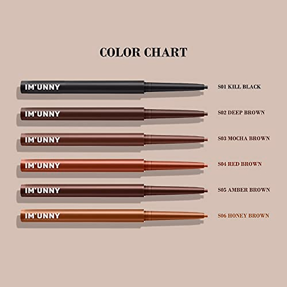 IM UNNY Skinny Fit Slim Eyeliner Pencil (S02. Deep Brown), All Day Waterproof, Ultra-Pigmenetd, Long Lasting Gel Soft Touch For Easy Drawing Vivid Color, 1 Count